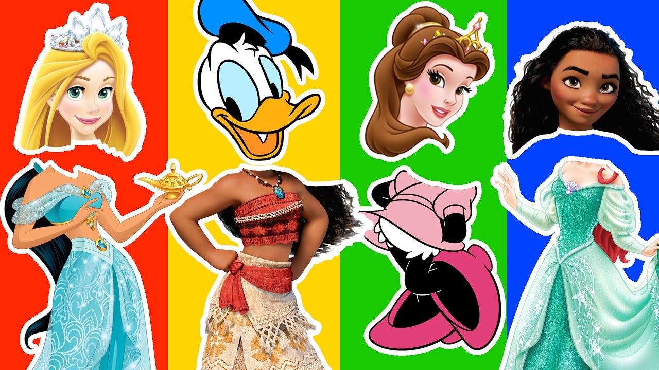 Wrong Heads Disney Princess compilation Learn Colors & Finger Family ...