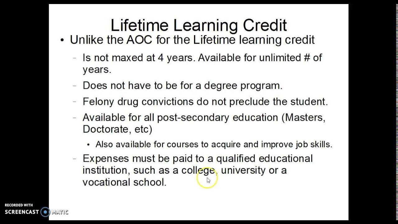 Lifetime Learning Credit - YouTube