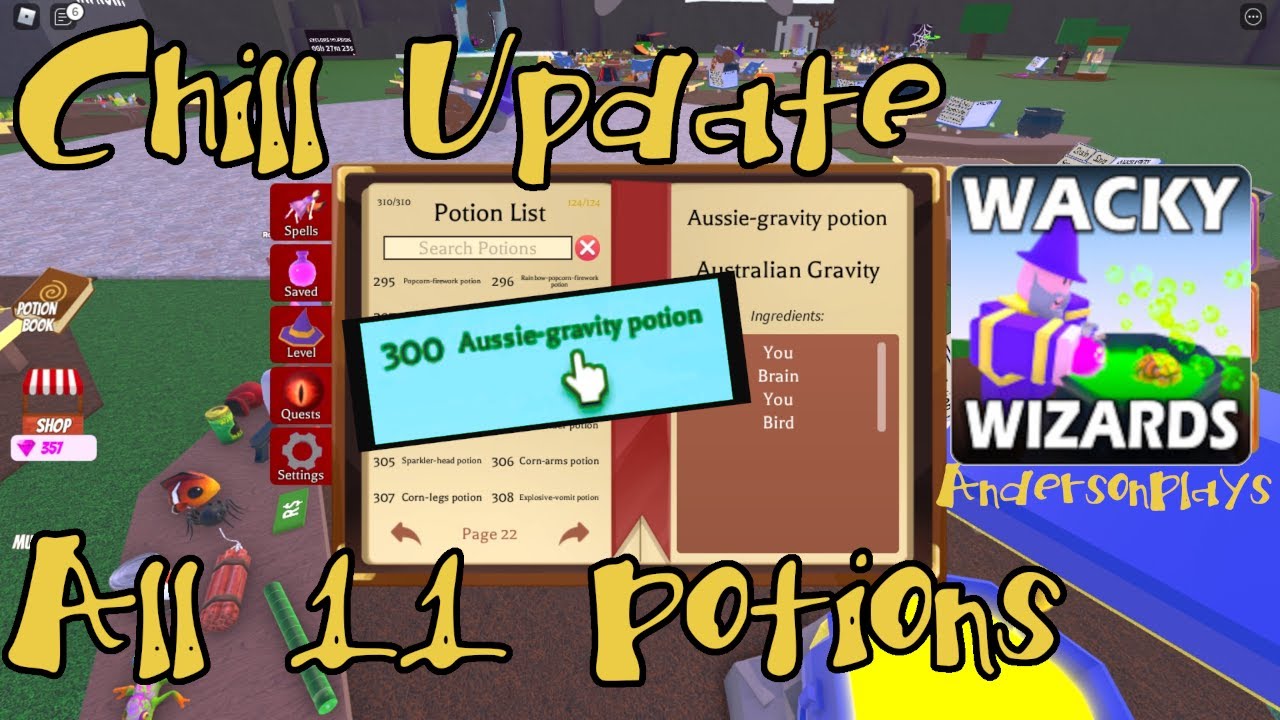 AndersonPlays Roblox Wacky Wizards Chill Update All Potions - Wacky ...