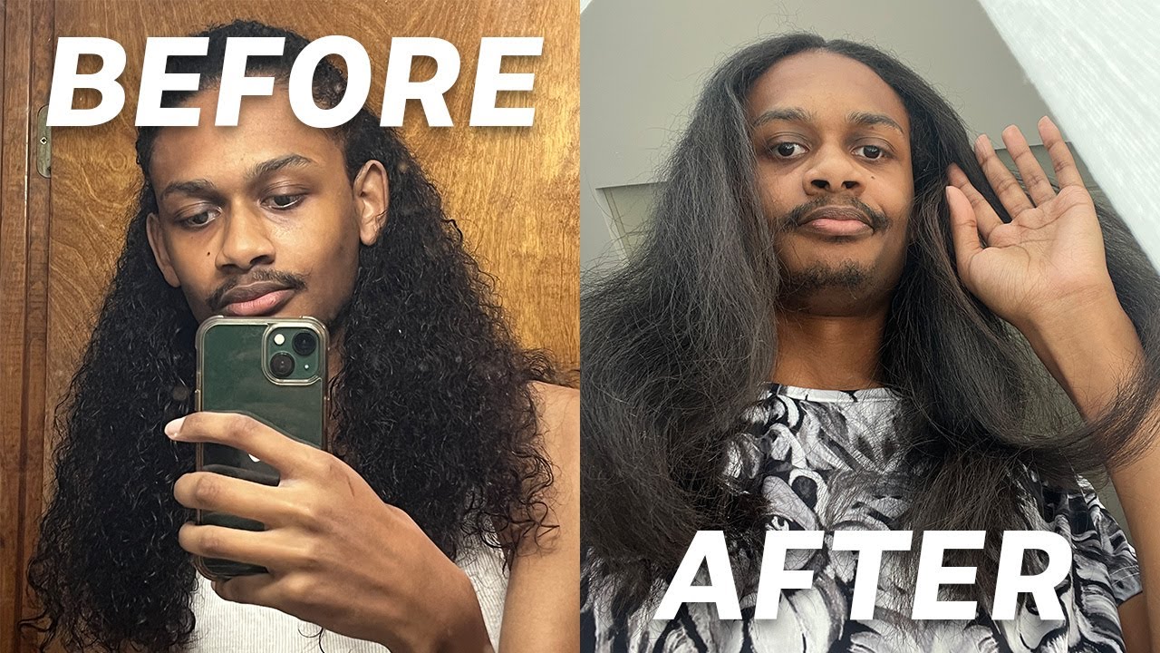 STRAIGHTENING my natural curly hair + Reactions - YouTube