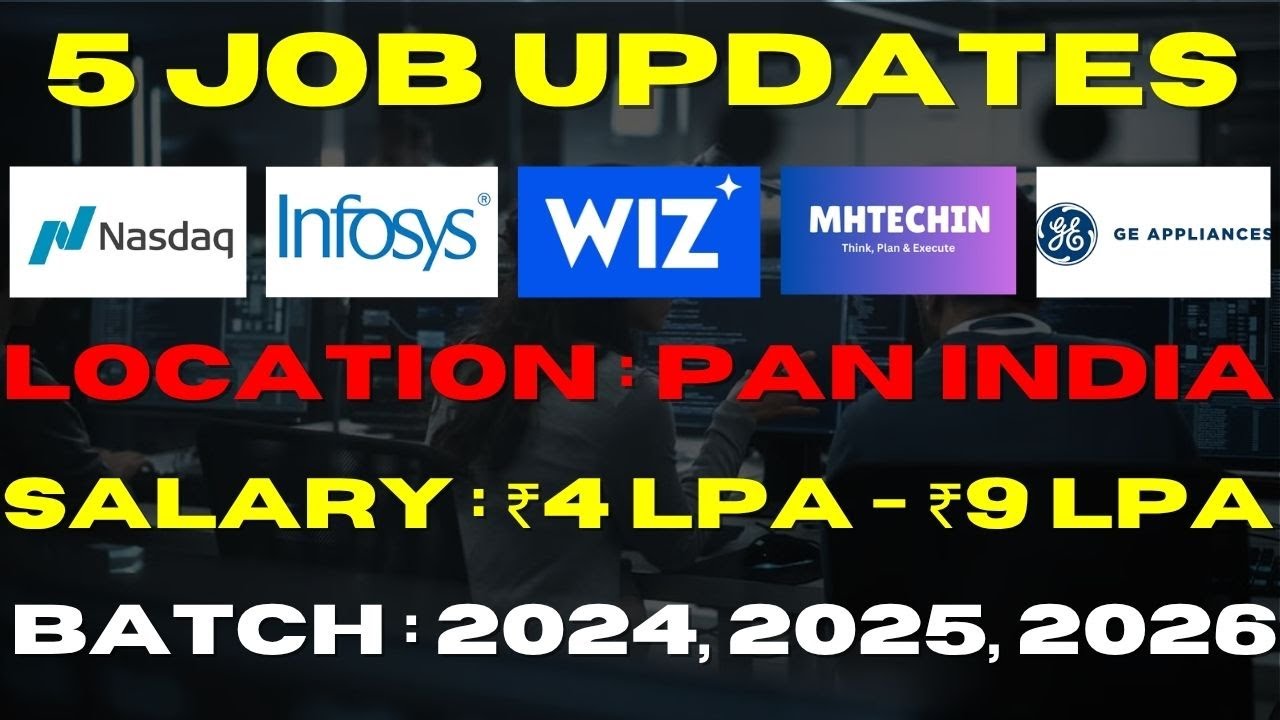 INFOSYS, NASDAQ, WIZ, MHTECHIN, GE | Hiring Freshers | 2024, 2025, 2026 ...