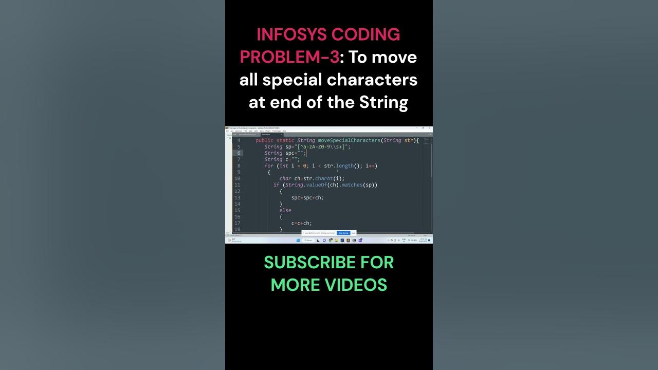 Infosys Coding Problem: Move all special characters to end in Java - YouTube