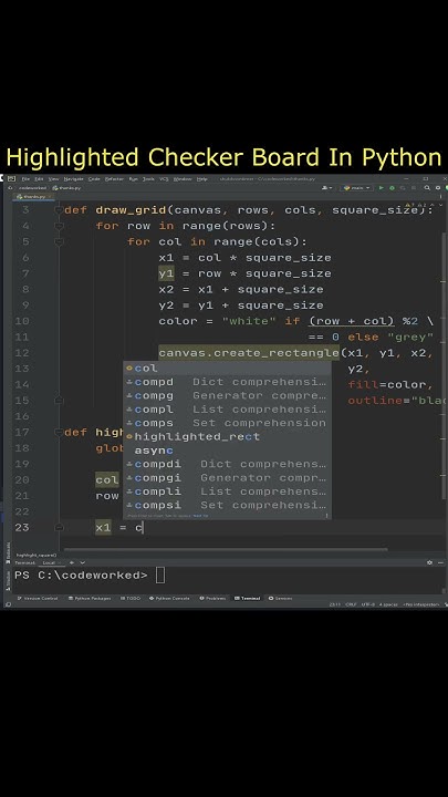 Highlighted Checker Board in Python #pythonprogramming #coding #programming - YouTube