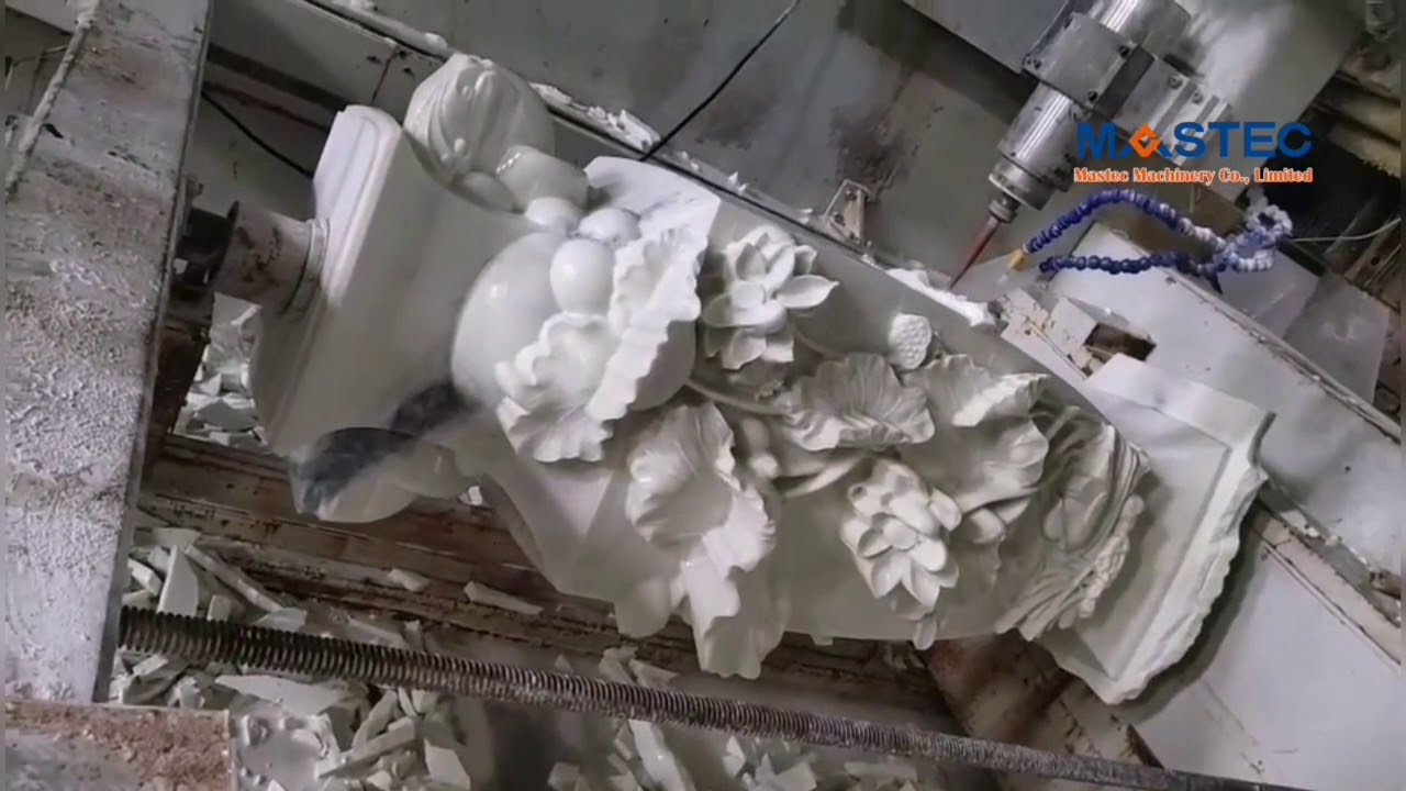 marble column turning 3d carving cnc router - YouTube