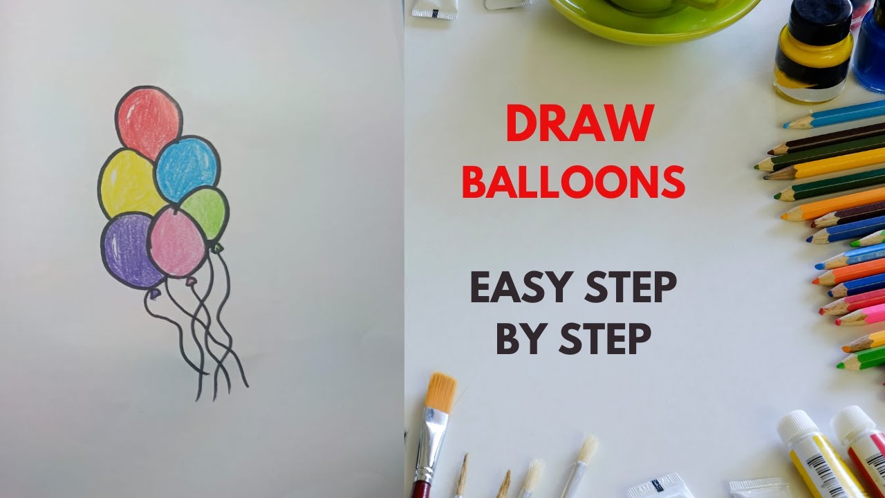 How to draw balloon easy step by step, easy drawing tutorial for ...