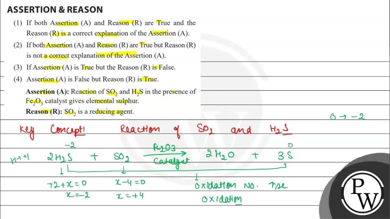 ASSERTION \& REASON (1) If both Assertion (A) and Reason (R) are True and the Reason (R) is a co ...