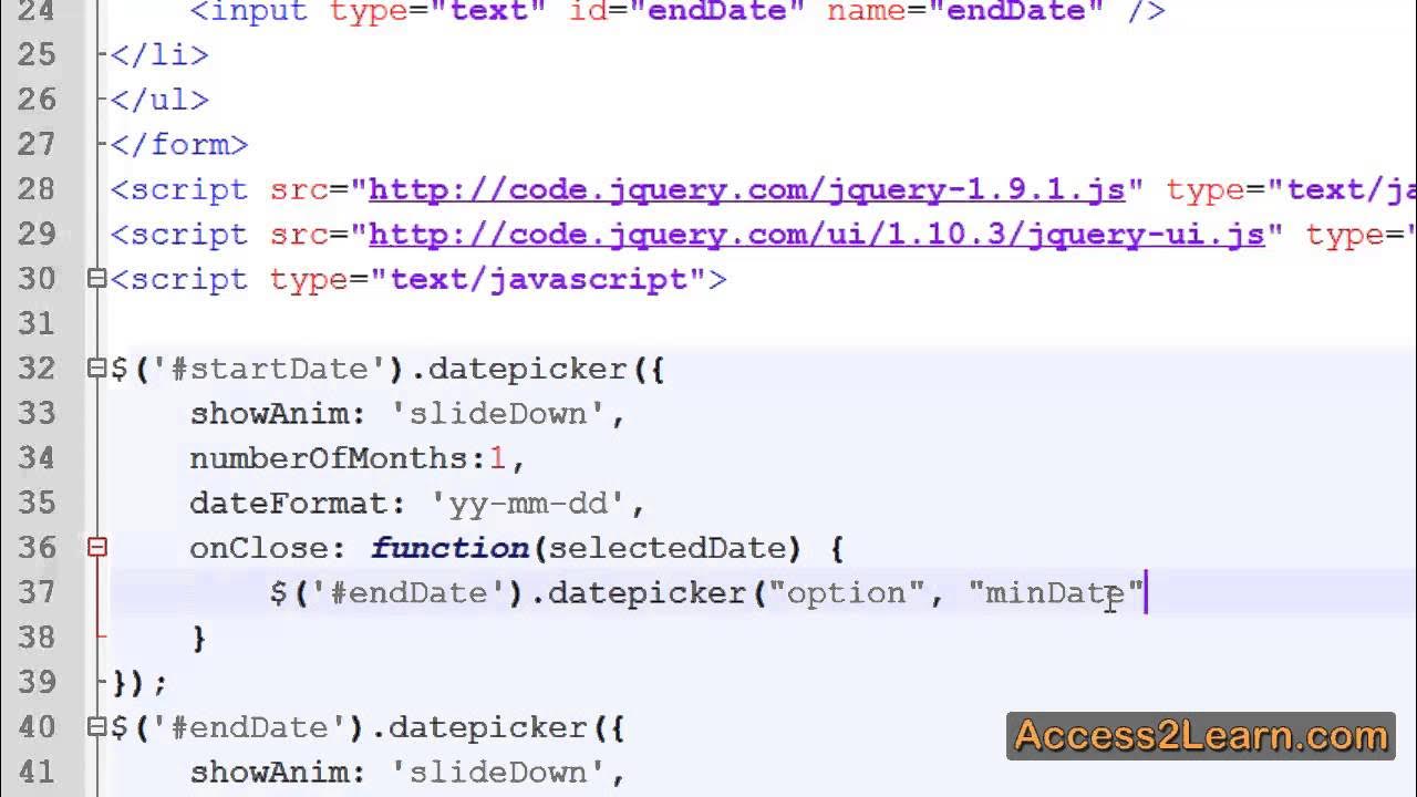 Using jQueryUI's Datepicker Advanced Features Tutorial - YouTube