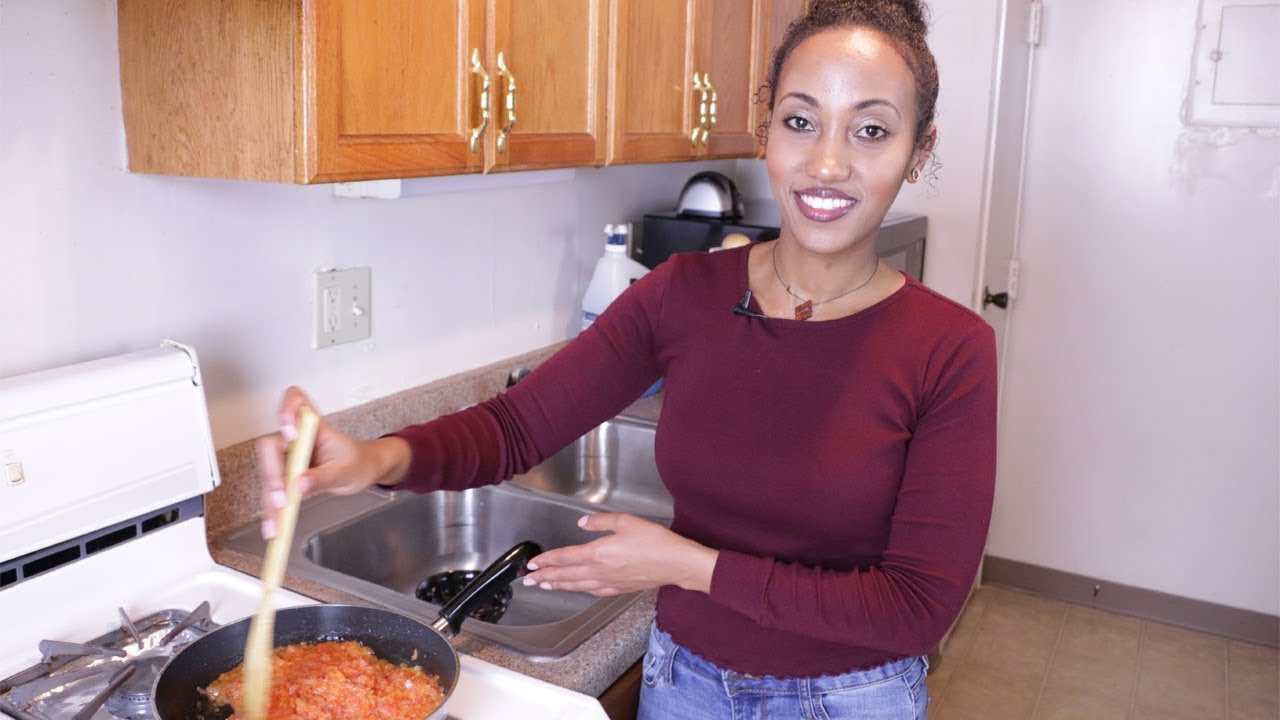 Ethiopian Food/Chickpea - How to Make Shimbra Dube Firfir - የሽምብራ ዱቤ ...