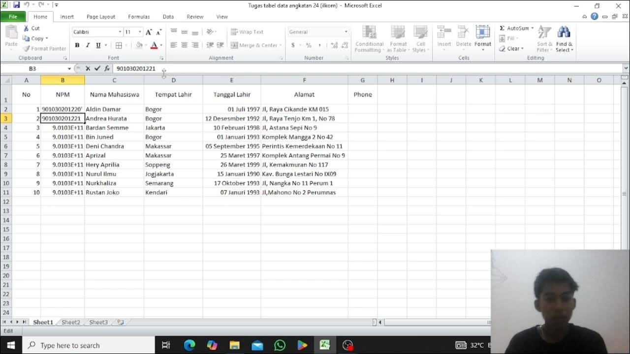CARA MEMBUAT TABEL DATA PADA MICROSOFT EXCEL - YouTube