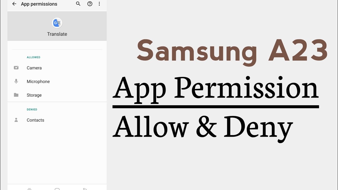 Samsung A23 App Permission Allow & Deny - YouTube