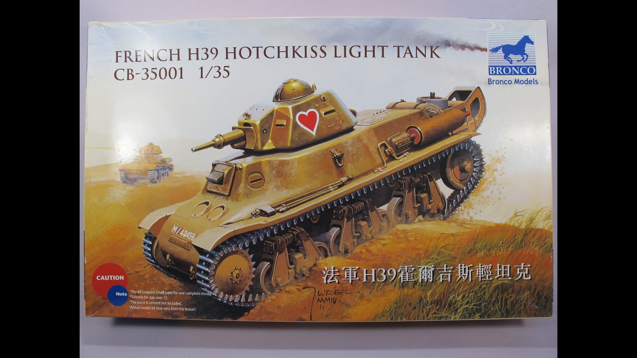 BRONCO(CB35001) 1/35 FRENCH H39 HOTCHKISS LIGHT TANK-kit review - YouTube