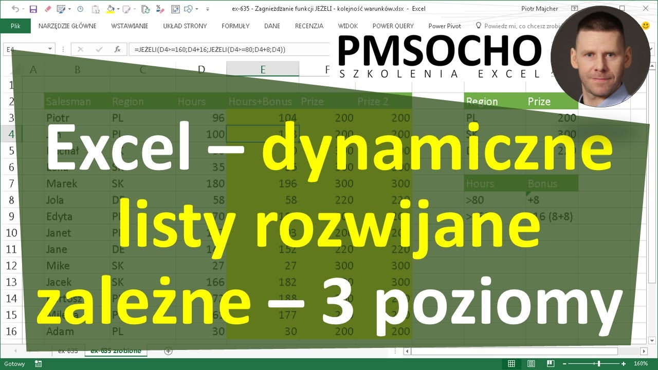 excel-178 - Dynamiczne, rozwijane listy powiązane (zależne) - 3 poziomy - sposób 1 - YouTube