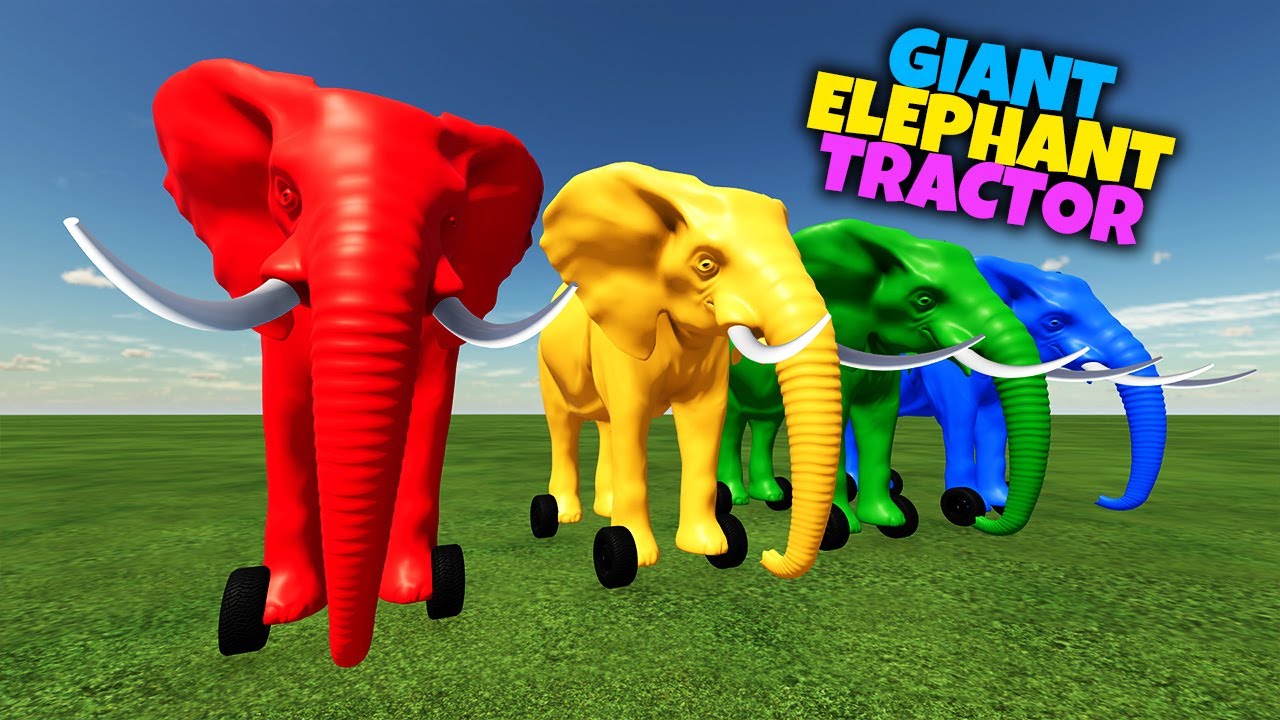 Giant elephant color, tractor pengangkut Gajah besar Kampung tractor 2 ...