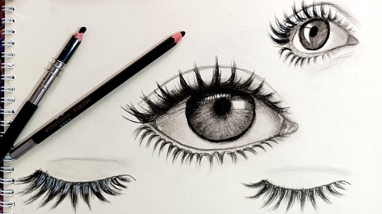 how to draw realistic eyelashes in 3 easy ways _ Practice drawing eyes ...