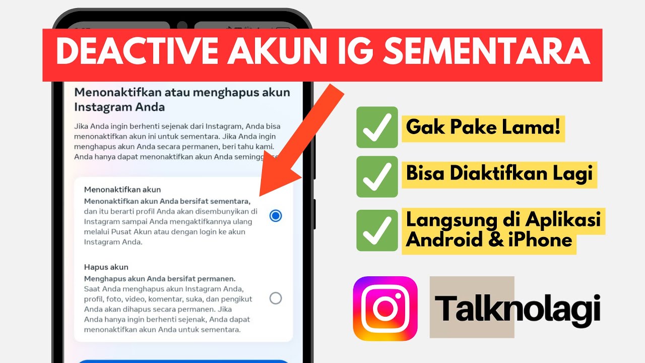 Cara Menonaktifkan Akun Instagram Sementara (Deactive) | IG Versi ...