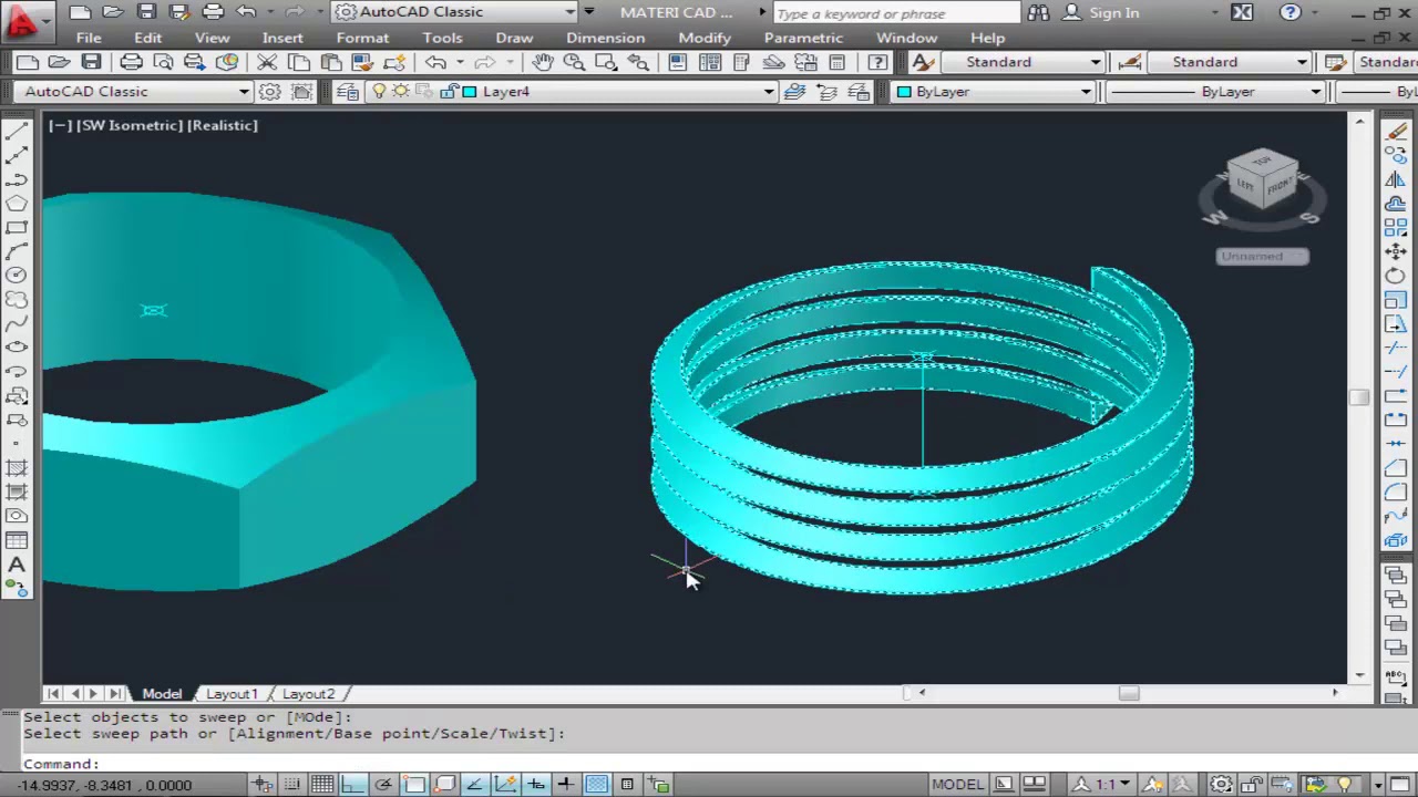 Civil computer # 85 Membuat ulir di mur baut dengan autocad - YouTube
