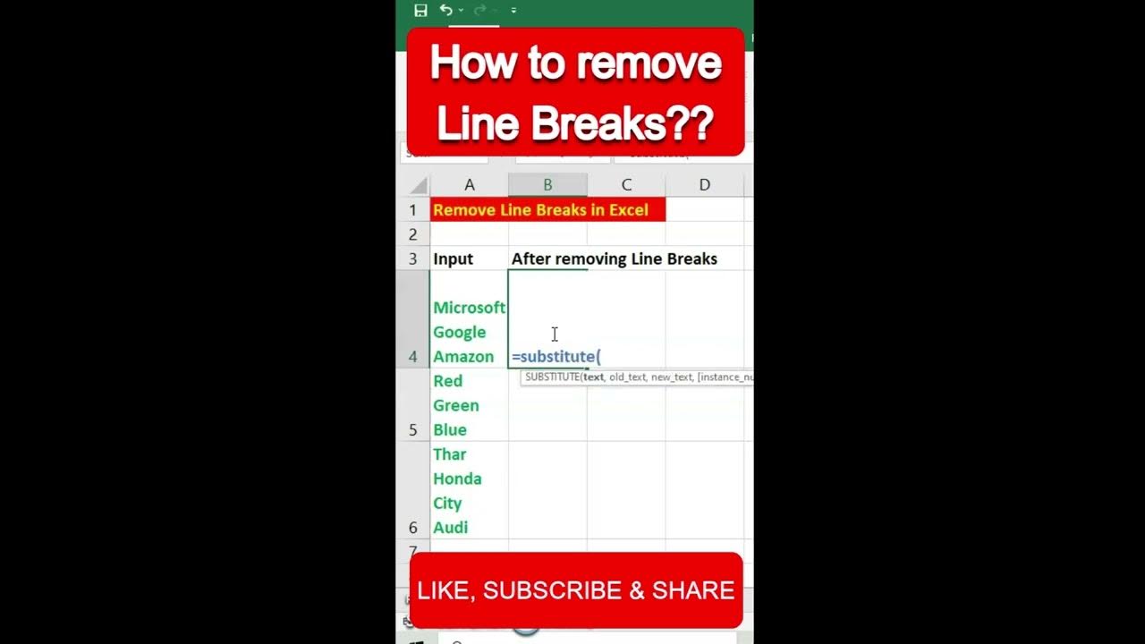 Remove Line Breaks in excel | Excel Fans Only | How to remove Line ...