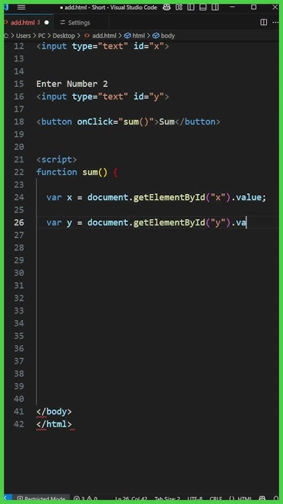Add Two Textbox Values Using JavaScript 🔥 | Quick JS Tip #shorts - YouTube