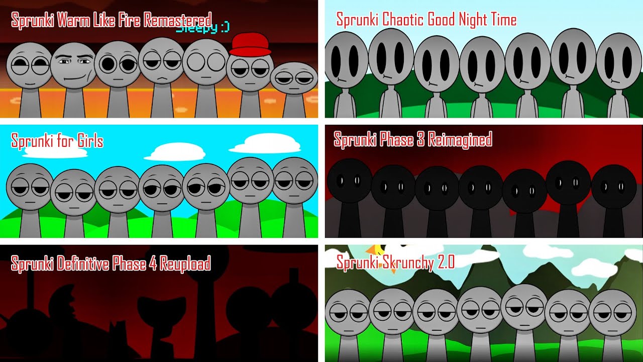 Mix all together Sprunki Warm Like Fire Remastered vs Sprunki Chaotic Good Night Time vs Sprunki ...