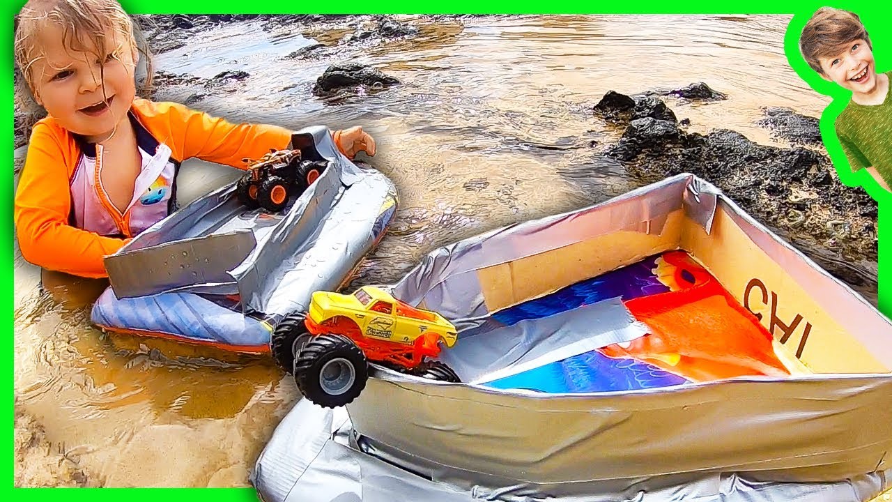 Monster Trucks in Mini Boats! - YouTube