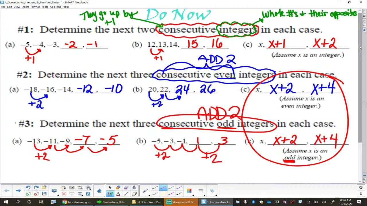Consecutive Integer & Number Word Problems Lesson 1 - YouTube