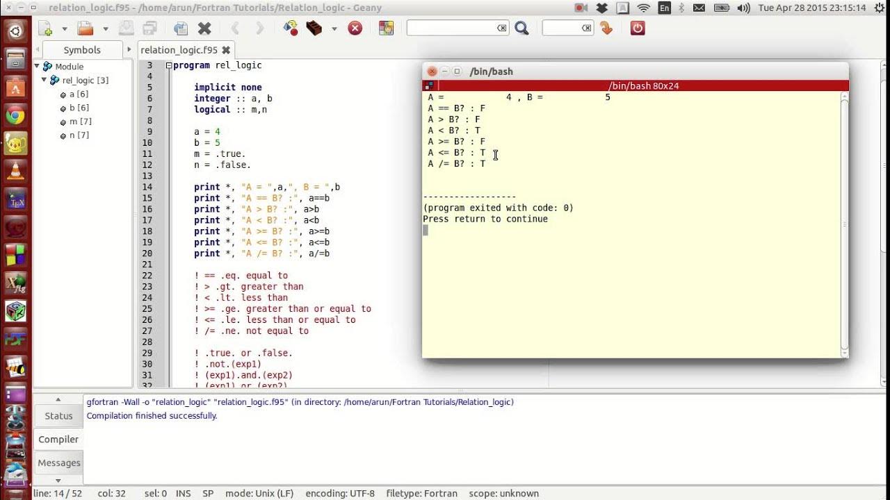 Fortran Programming Tutorials (Revised) : 012 : Relational and Logical Operators - YouTube