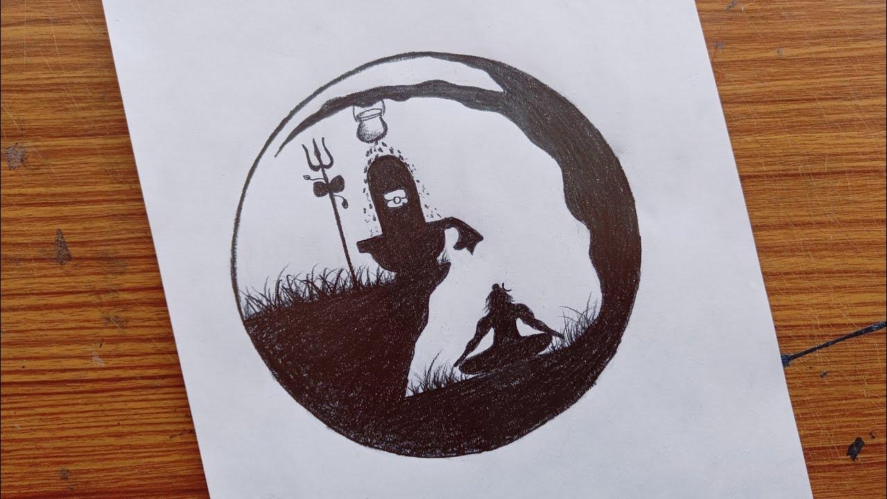 how to draw lord shiva "Adiyogi sketch || shiva drawing outline || step by step ... - YouTube