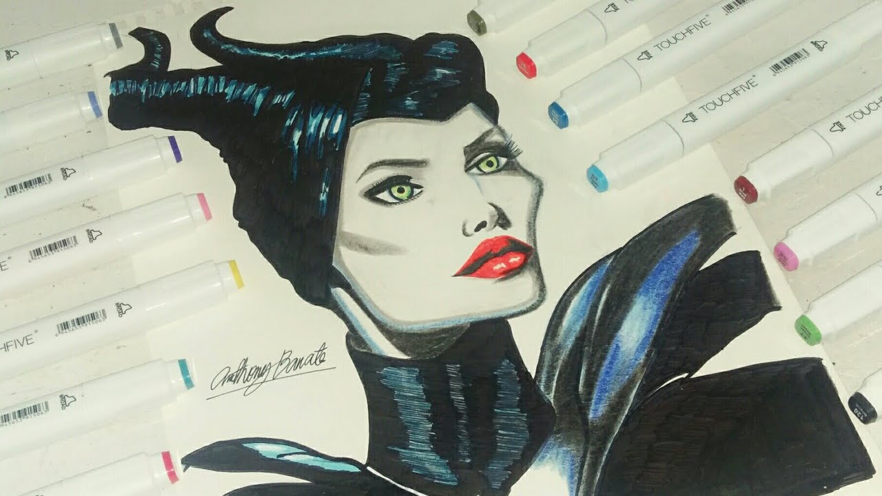 Drawing Maleficent (Angelina Jolie) | Anime DrawHolic #132 - YouTube