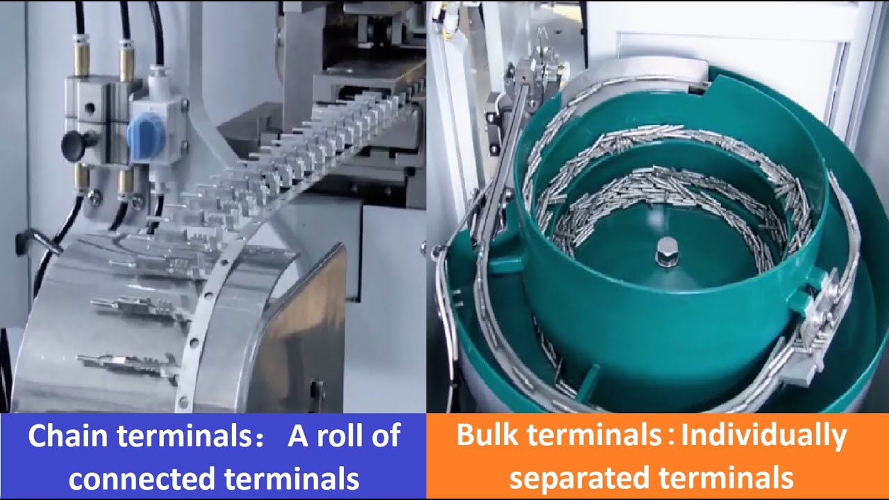 Automatic Bulk Terminal Vibratory Disc Feeder + Chain Terminal Feeder ...