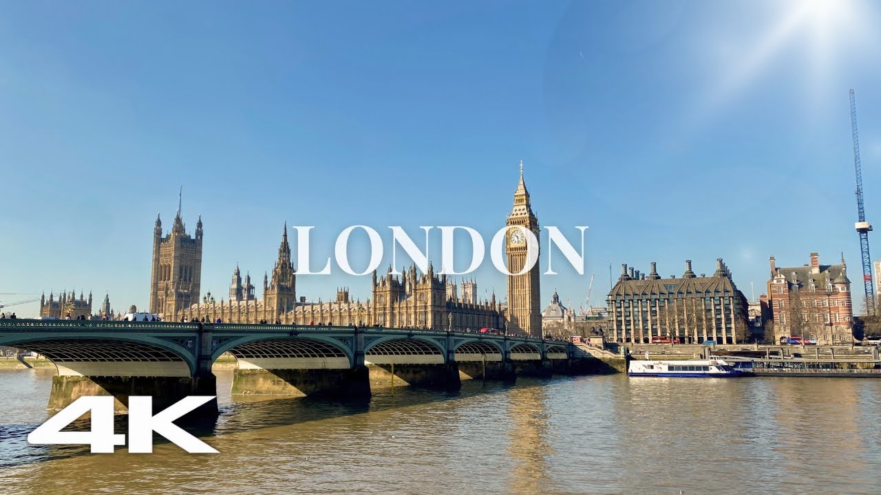4K London walking tour - Here comes the sun / Ambience city sounds ...