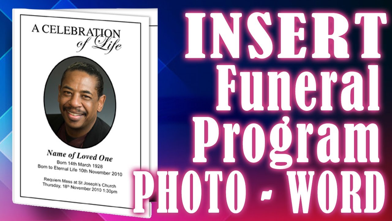 Insert a Photo or Text Box Windows WORD - Funeral Program Template ...