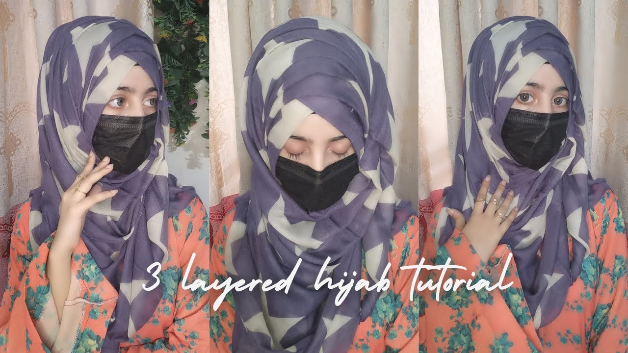 3 layered hijab tutorial || Simple summer hijab tutorial with 3 layers ...