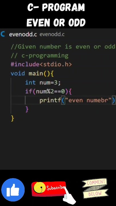 Even Or Odd In C Program Cprogramming Youtube