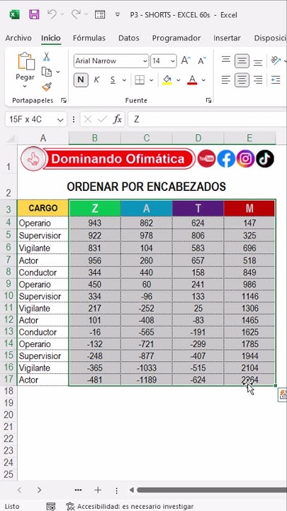 Cómo Ordenar Las Columnas De Una Tabla Youtube Dominandoofimatica Youtubeshorts Youtube