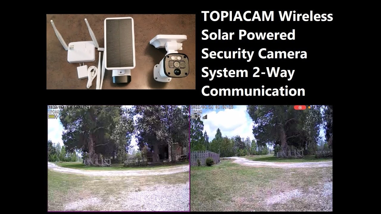 TOPIACAM Wireless Solar Powered Security Camera System With Base ...