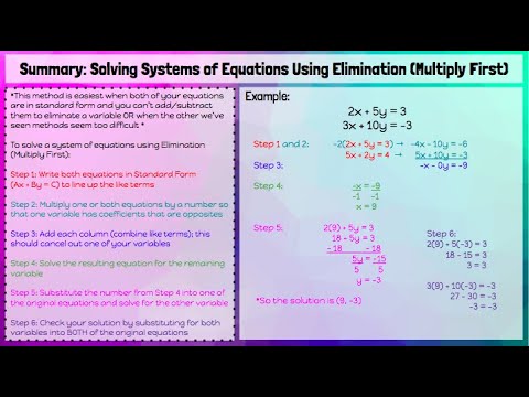 Solving Systems of Equations Using Elimination (Multiply First) - YouTube