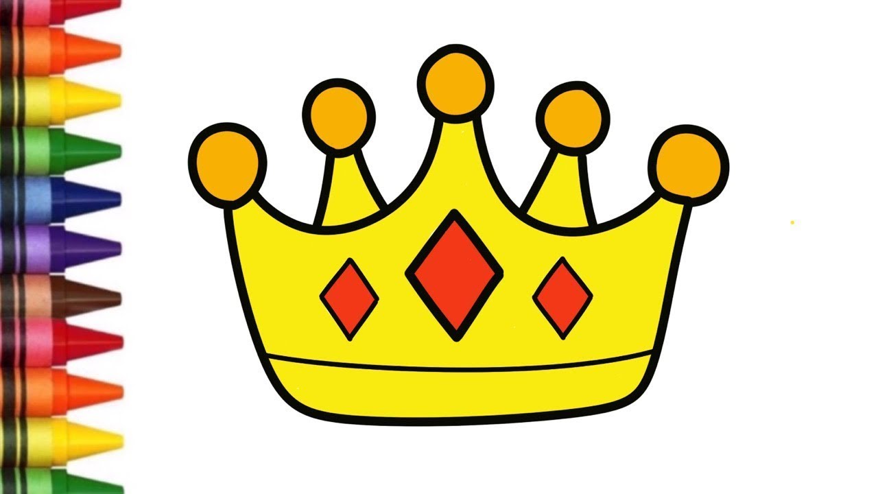 How to draw Crown Drawing Easy with Water Color Painting for Kids ...