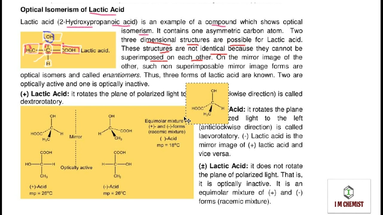 Optical Isomers Of Lactic Acid