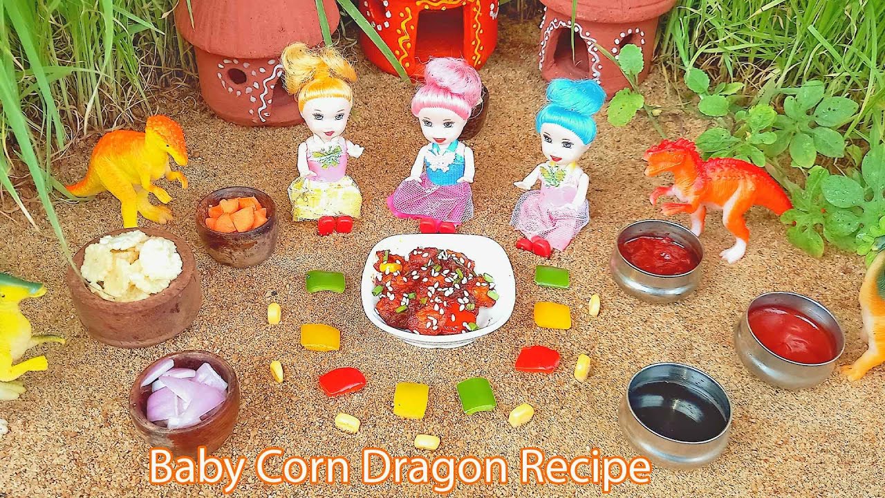 Miniature Veg Corn Dragon Recipe | Mini Cooking | Baby Corn Starter ...