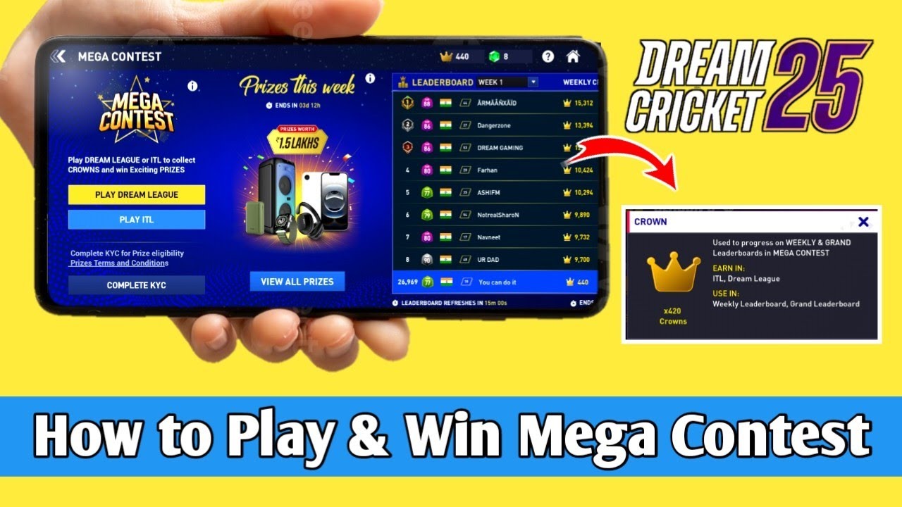 How to play and win mega contest in Dream Cricket 25 - YouTube