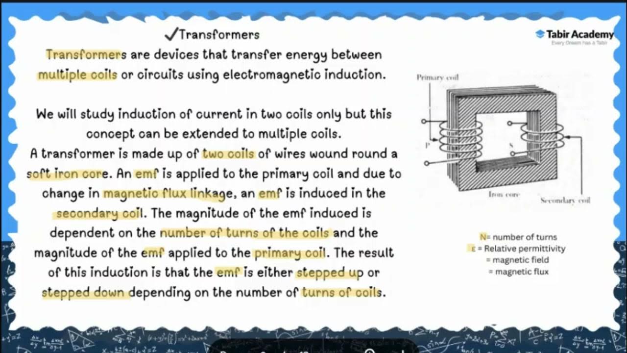 Chp 12 Electromagnetic Induction Science Behind Transformers Explained Youtube