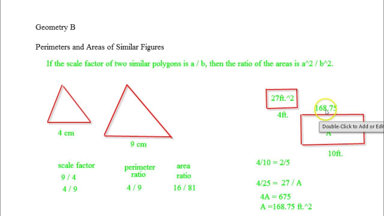 Geometry B - Perimeters and Areas of Similar Figures - YouTube