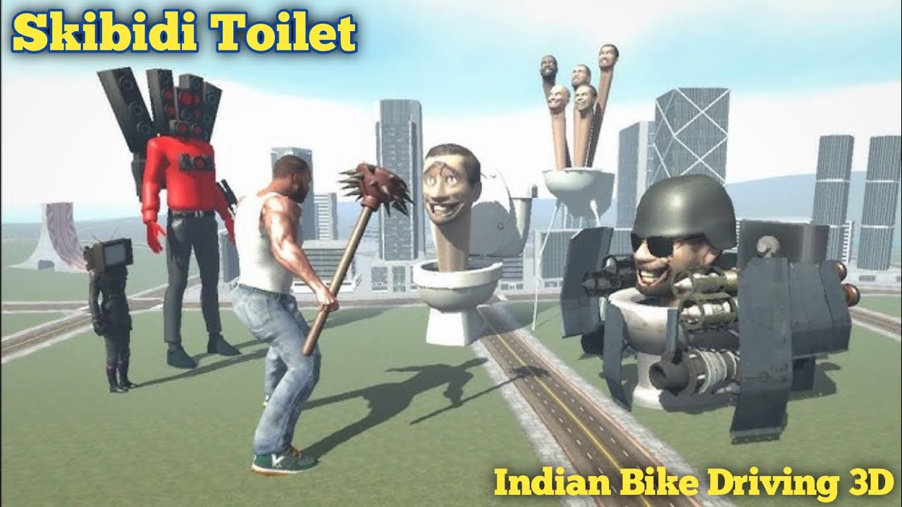 Franklin Fight Giant Skibidi Toilet Indian Bike Driving 3D || Skibidi ...