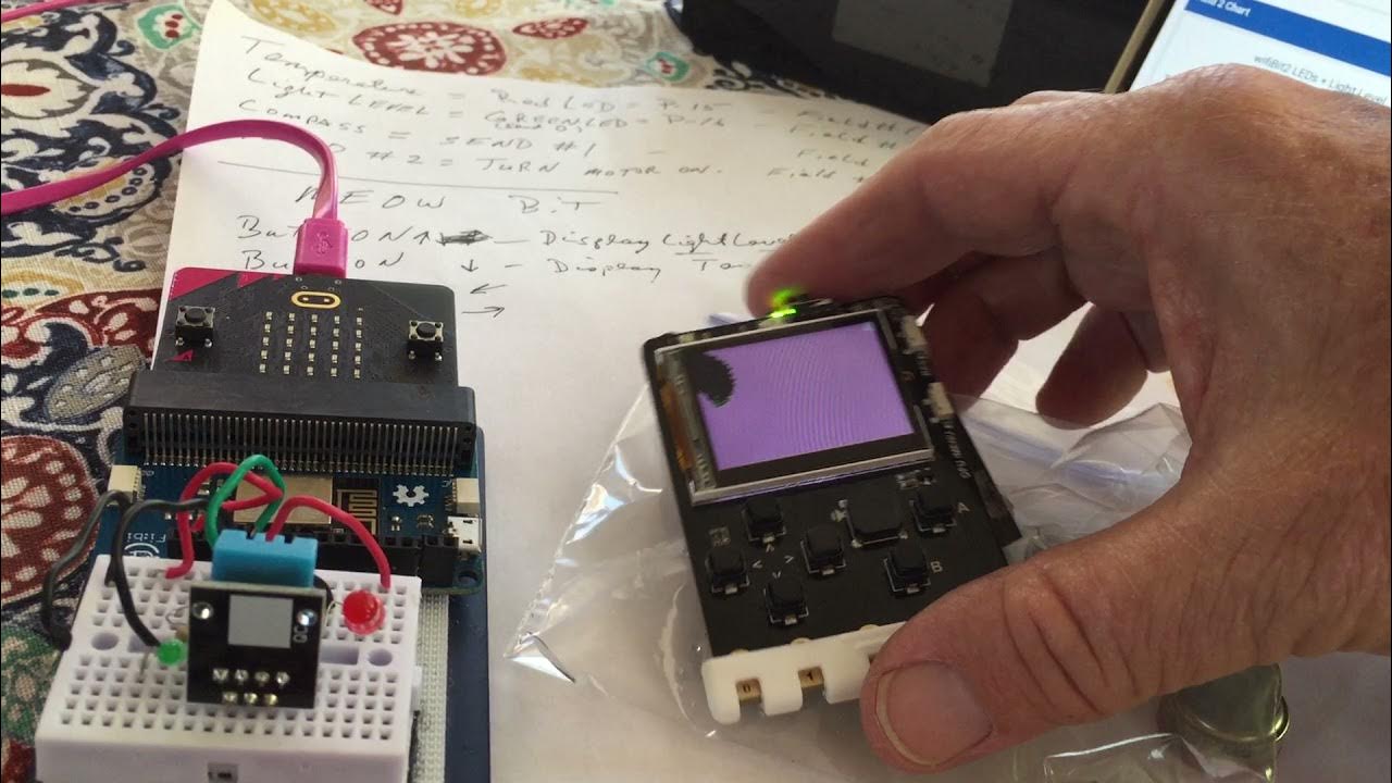 Meowbit senses temperature and light level and sends to Microbit/WiFibit and charts data ...