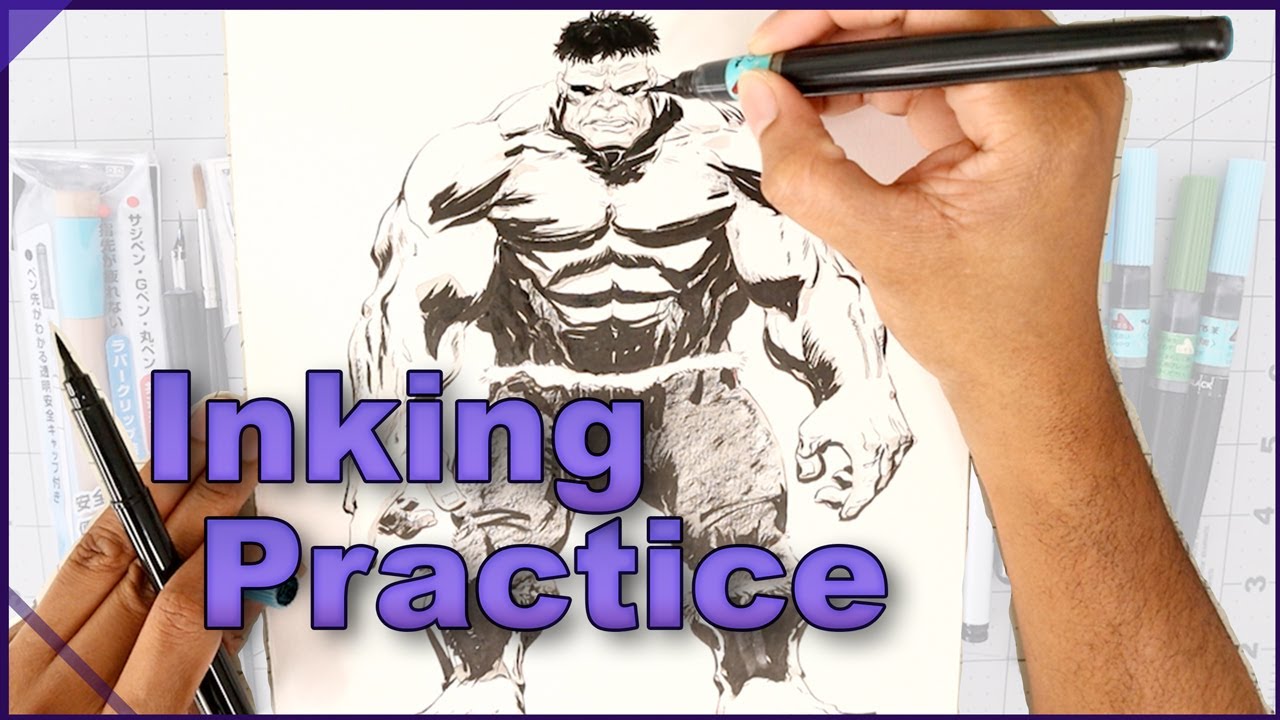 Inking Practice // Quiet Hulk Thor - YouTube