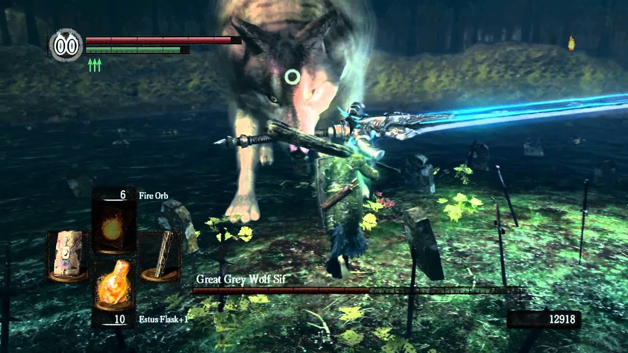 Dark Souls - Great Grey Wolf Sif (Boss) - YouTube