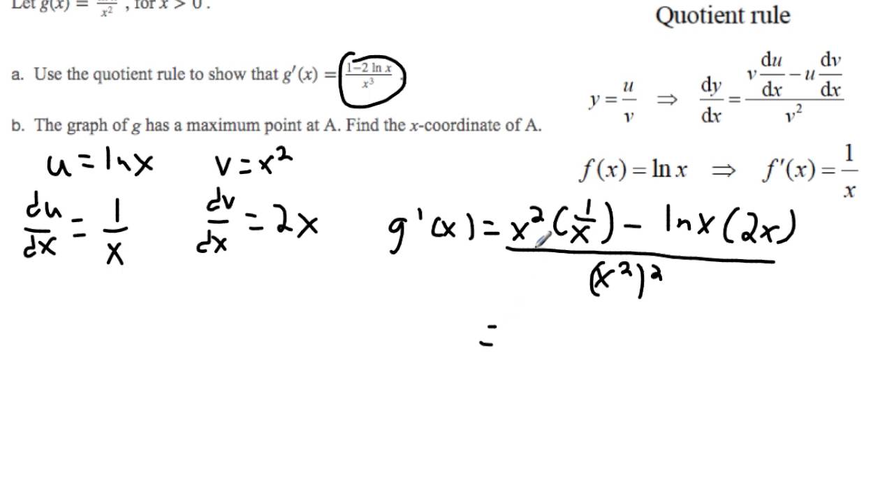 Quotient Rule to find Maximum - YouTube
