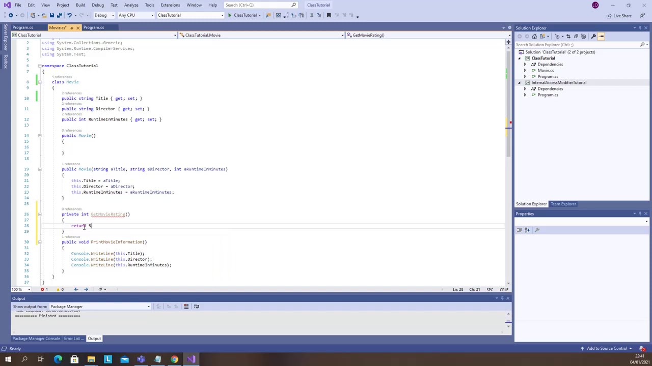 C Object Orientated Programing Tutorial 4 Access Modifiers Youtube