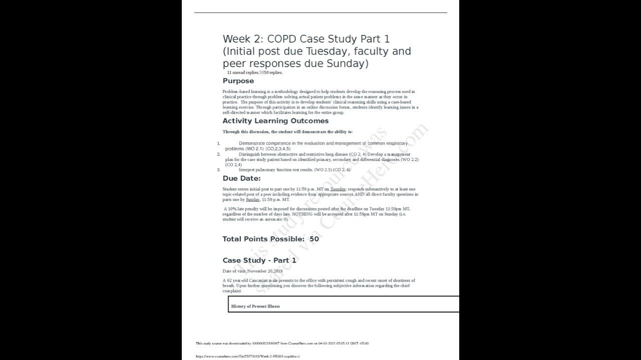 NR 601 Week 2: COPD Case Study Part 1. MOST RELIABLE FOR BEST SCORES - YouTube