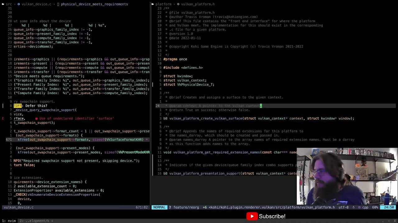 Cvulkan Game Engine Dev Ep 207 Refactor Tractor Vulkan And Windowing Tts Kohi Youtube